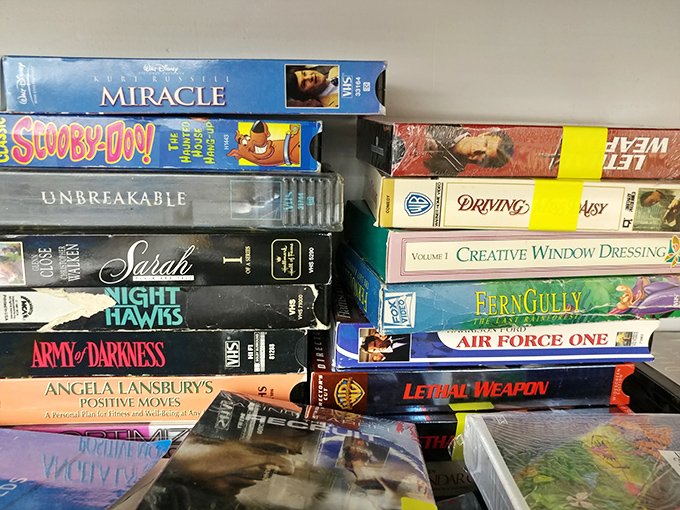 VHS treasures from when "be kind, rewind" was our social contract. That copy of "Lethal Weapon" might be the perfect ironic gift for your streaming-obsessed nephew.