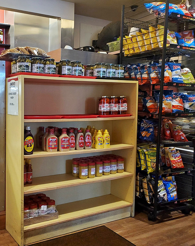 A retail corner stocked with deli essentials and snacks. Like the backstage area of a culinary concert, these ingredients wait for their moment in the spotlight.