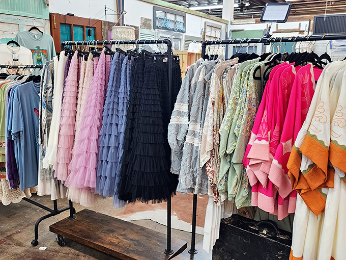 Tulle, ruffles, and vintage patterns galore! This clothing rack is like raiding the world's most stylish grandmother's closet&mdash;if she were a fashion icon.