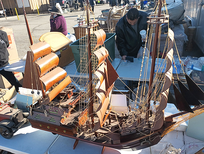 This miniature sailing ship wasn't built in a bottle, but it's still a masterpiece of patience and craftsmanship that would make any nautical enthusiast swoon.
