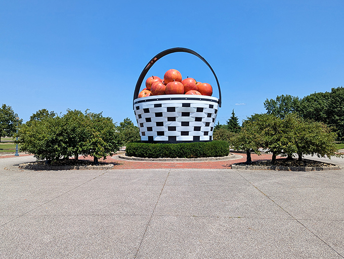 Nestled among manicured shrubs and trees, this massive basket has become an iconic landmark for road-trippers and basket enthusiasts alike.