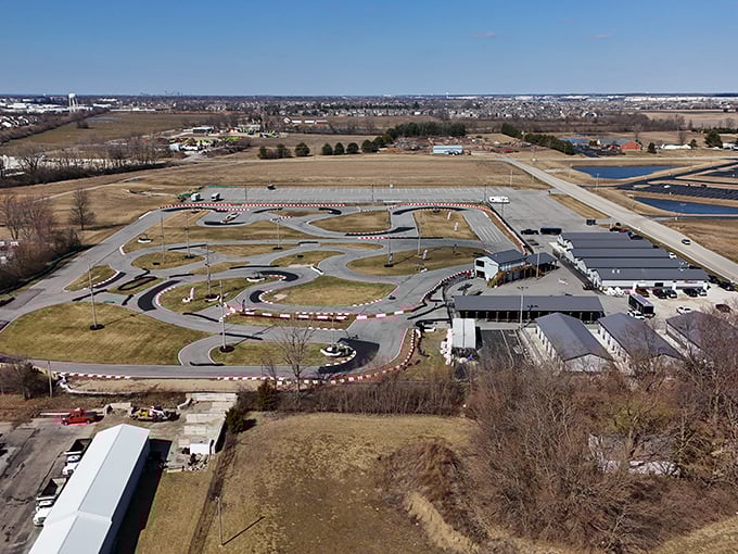 From above, the track reveals its challenging layout&mdash;a ribbon of asphalt possibility where Sunday drivers become weekend warriors.