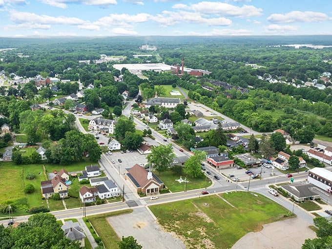 Aerial view reveals Plainfield's secret: a town that actually looks like America's postcards promised it would.