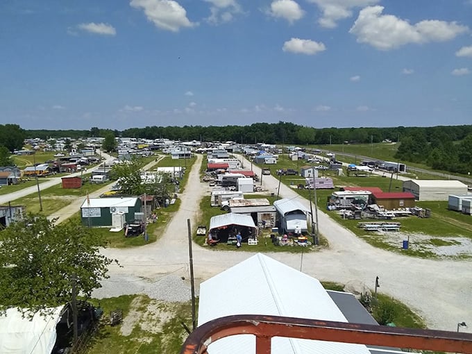 The kingdom of secondhand treasures stretches to the horizon. From this bird's eye view, you realize you'll need comfortable shoes and unlimited patience. 