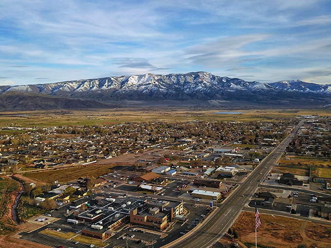 From above, Richfield reveals its perfect positioning &ndash; nestled between mountains and valley, close enough to wilderness but with all the comforts of community.