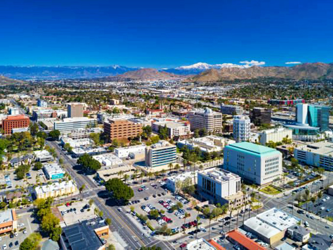 From above, San Bernardino reveals itself as a city embraced by mountains, where urban convenience meets natural splendor.