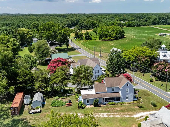 The town spreads out beneath summer skies, a patchwork of history and hope. From up here, you can almost see why people choose to call this peaceful place home.