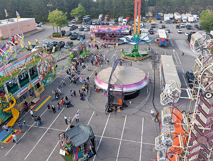 Seasonal carnivals transform the parking lot into a fairground &ndash; because shopping wasn't already exciting enough.