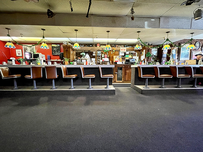 The counter where regulars perch like birds on a wire, watching the morning unfold. Those swivel stools have heard more Portland stories than any therapist in town.