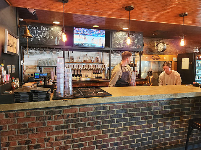 The bar area's chalkboard wisdom&mdash;"Can't Decide? Try a Flight!"&mdash;might be the best advice you'll get all week.