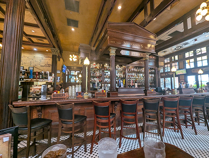 The kind of bar setup that makes you want to settle in for serious conversation.