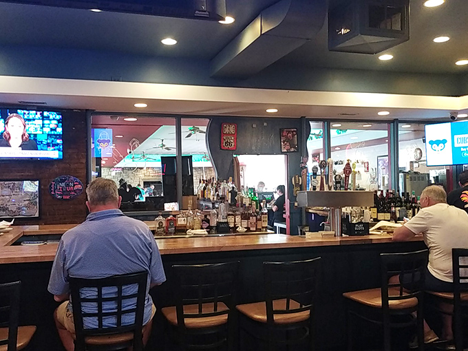 The bar area isn't just for drinking&mdash;it's where Route 66 stories get better with each telling. Old-school hospitality flows as freely as whatever's on tap.