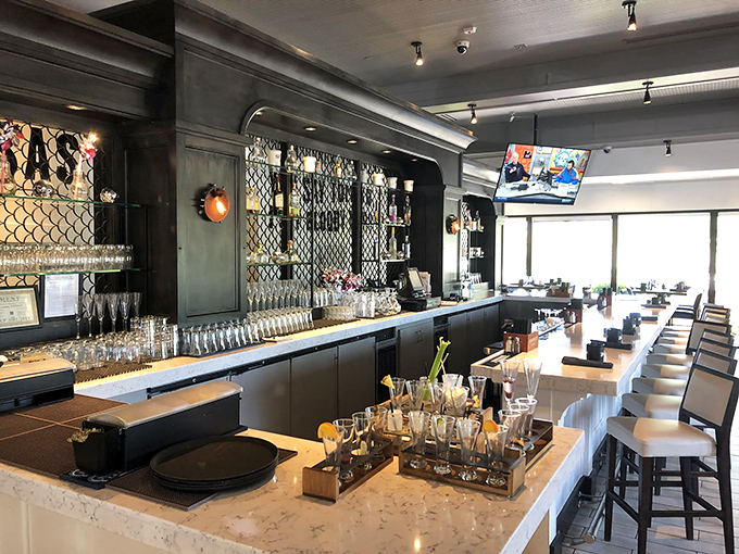 Not just a bar—it's Bloody Mary mission control. The staging area for breakfast cocktails that require engineering degrees to construct.