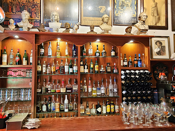 The bar doesn't just stock bottles&mdash;it curates liquid history beneath the watchful gaze of classical busts, ready to complement your operatic dining experience.