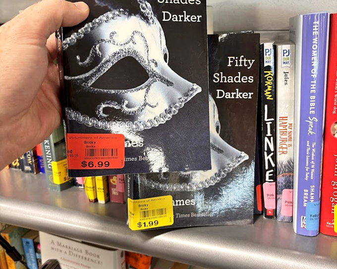 Literary treasures at bargain prices. Where else can you find "Fifty Shades Darker" next to "The Woman of the Bible"? Talk about range!