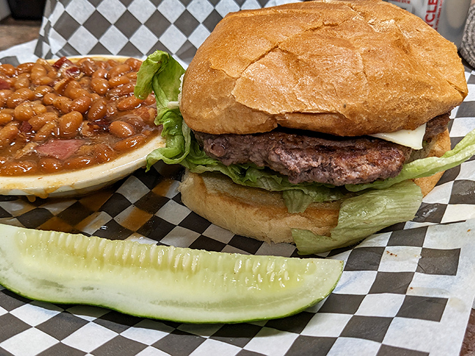 This burger and beans combo proves Miss Worcester isn't just a breakfast one-trick pony&mdash;it's an all-day diner that knows lunch deserves the same loving attention.