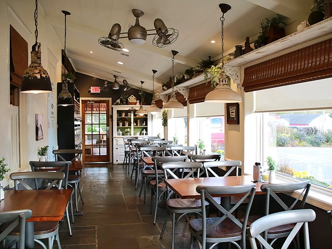 Window seating that combines the comfort of being inside with the joy of people-watching &ndash; the perfect perch for savoring both food and atmosphere.