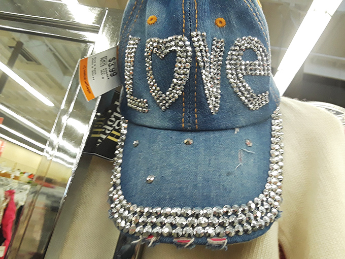 The bedazzled "LOVE" cap&mdash;because nothing says "I'm ready for both romance and a casual baseball game" quite like rhinestone headwear.