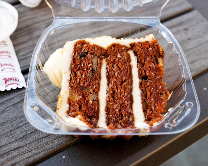 Carrot cake that proves seafood restaurants take dessert seriously too. Those layers are the sweet finale to a symphony of savory delights.