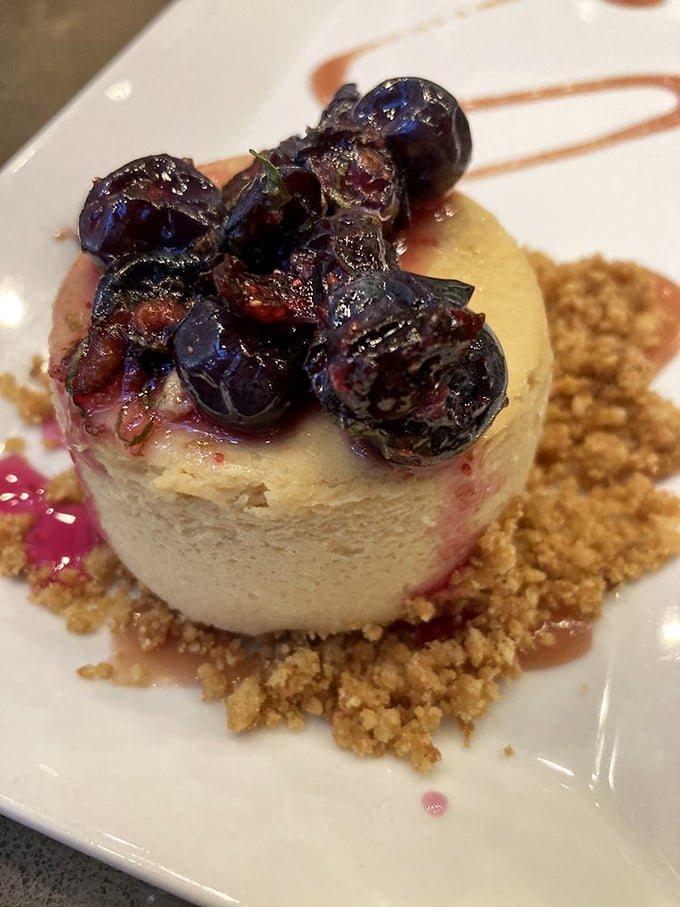 This isn't just dessert&mdash;it's the sweet finale to your seafood symphony. Those roasted berries are the encore after an already spectacular performance.
