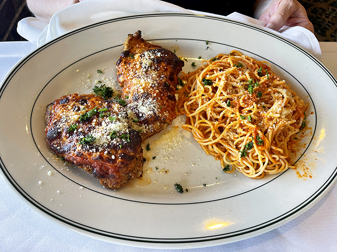 When chicken Parmesan meets pasta, it's not just dinner&mdash;it's proof that some relationships are meant to last forever. That cheese pull deserves a slow-motion video.