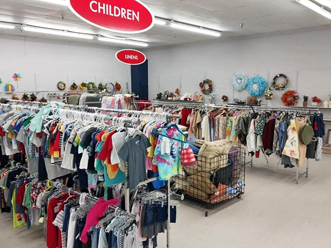 The children's section: where kids' clothes get their second wind, just in time for your little tornado to give them their third.