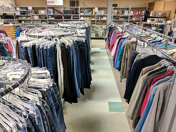 The clothing aisles stretch toward retail infinity. With patience and a good eye, designer labels hide among the everyday finds.