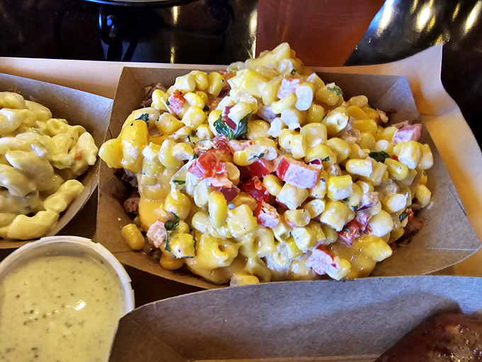 Corn salad that brings the sweetness to cut through all that rich barbecue—a side dish that refuses to be overshadowed.