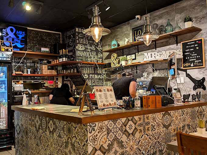 Where the magic happens&mdash;a counter adorned with colorful tiles and purpose. Behind it, culinary wizards transform simple ingredients into memorable meals.