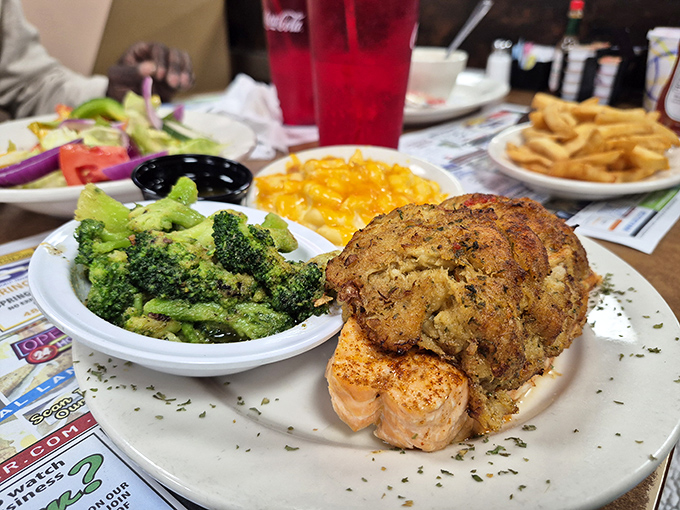 Seafood that proves diners can do fancy too. That crab cake isn't just good "for a diner" &ndash; it's good, period.