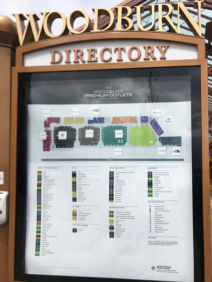 The color-coded directory map&mdash;your strategic battle plan for conquering 110 stores without developing shopping fatigue or buyer's remorse.
