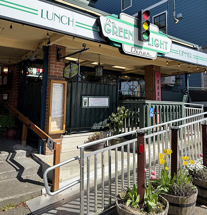 Spring flowers welcome hungry visitors, as if to say, "Yes, you deserve those pancakes after admiring our blooms."