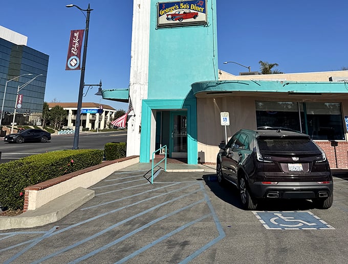 From the street, George's turquoise exterior stands as a colorful reminder that sometimes the best dining experiences aren't found in trendy neighborhoods, but on familiar corners
