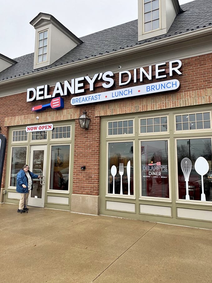 The welcoming entrance with its whimsical utensil silhouettes practically says, "Come on in, we've been expecting you."