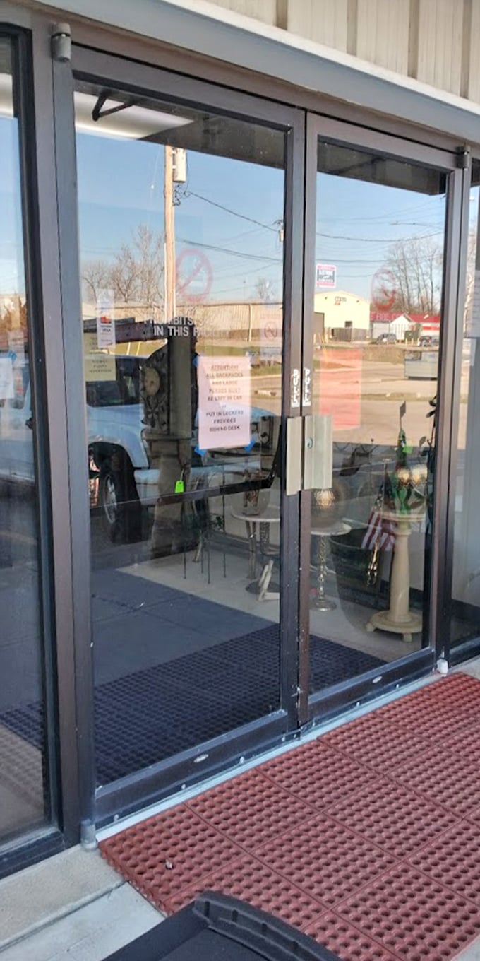 The entrance to wonderland &ndash; where ordinary glass doors transform into portals to the past and gateways to future collections.