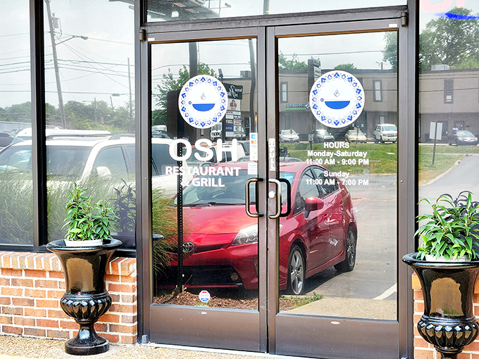 The entrance beckons with the promise of exotic flavors. Those planters aren't just decorative&mdash;they're sentinels guarding a portal to another culinary world.