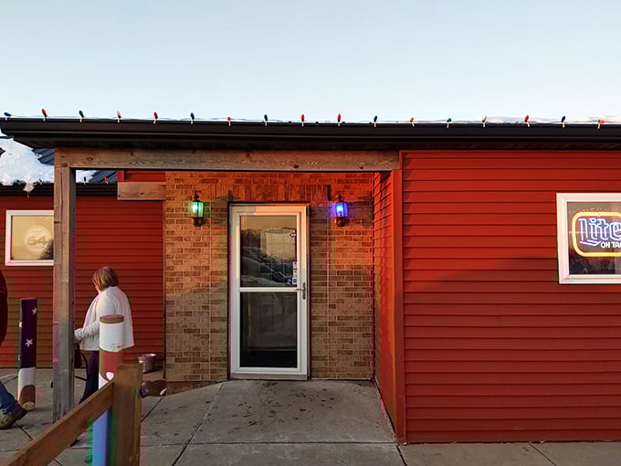The entrance to flavor paradise&mdash;simple, unpretentious, and welcoming. Those colored lights aren't just decoration; they're a promise of good times ahead.