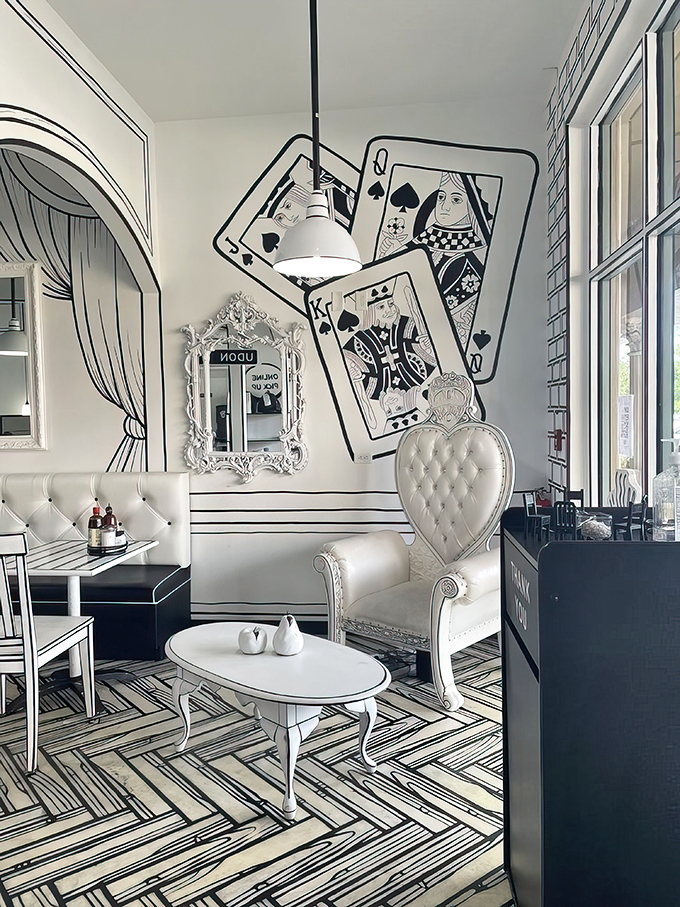 A royal throne for your dining pleasure&mdash;because everyone deserves to feel like noodle royalty. Those playing cards on the wall aren't bluffing about style!