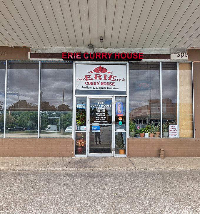 The full exterior view reveals Erie Curry House for what it truly is&mdash;a humble temple of flavor hiding in plain sight on Peach Street.