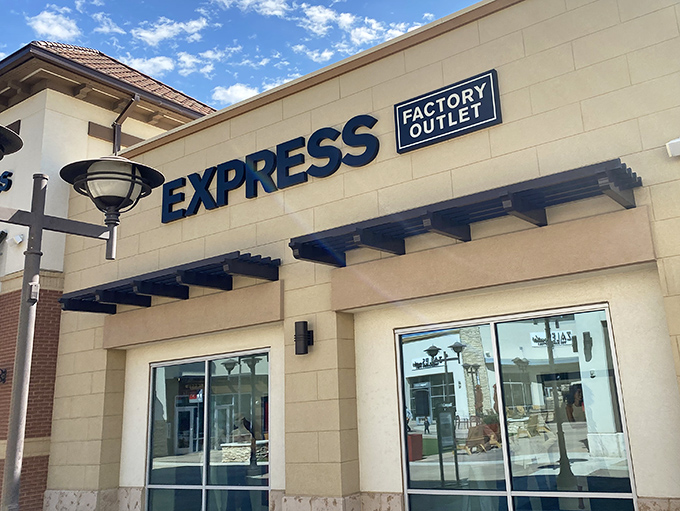 Express Factory Outlet: where work wardrobes get refreshed and "I have nothing to wear" becomes temporarily untrue.