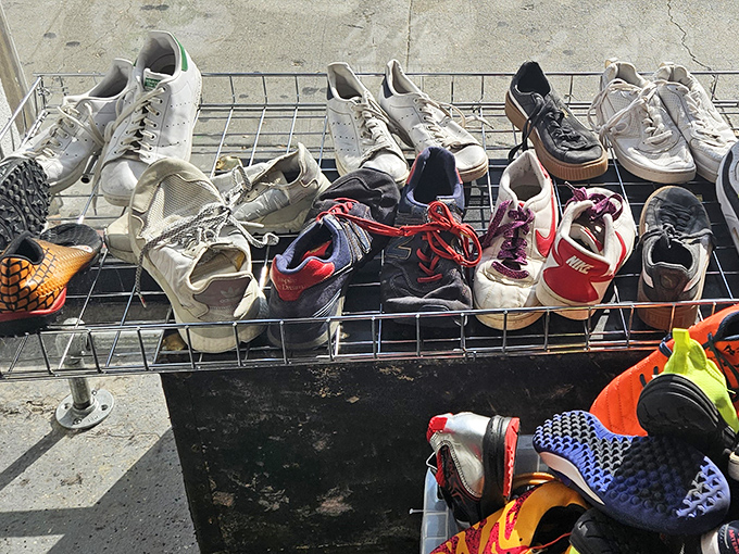 The footwear section: where sneakers get their second chance at greatness and your feet find their sole mates at bargain prices.
