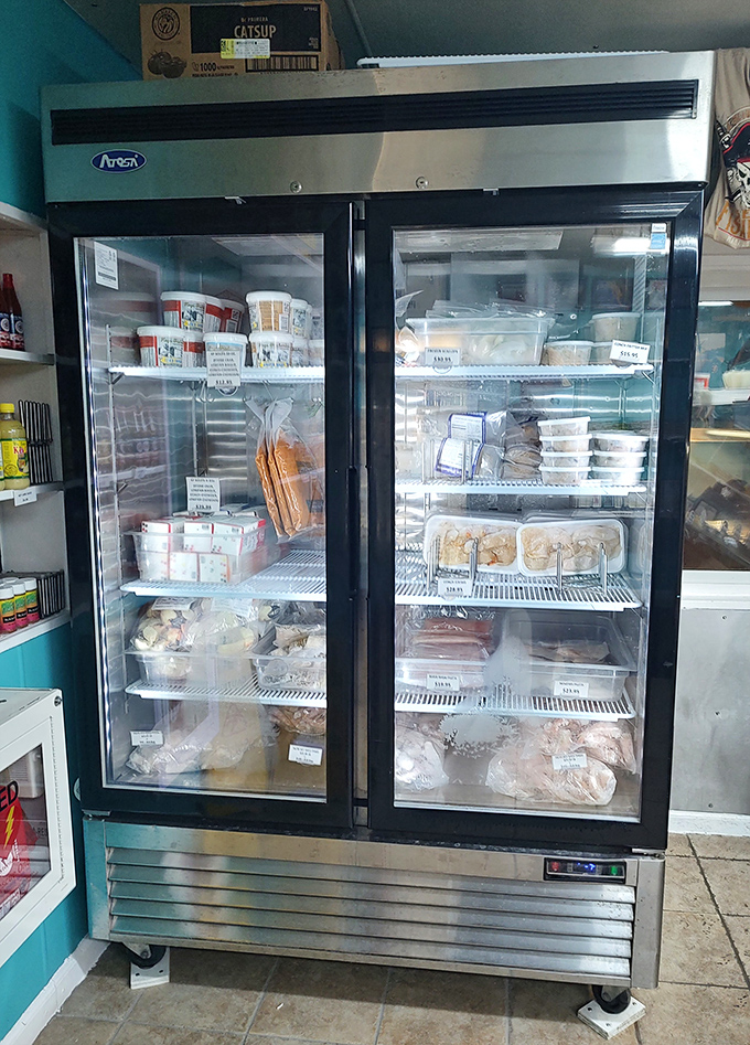 The freezer case: for when you need to take the Keys home with you. Consider it seafood souvenir shopping at its most practical.