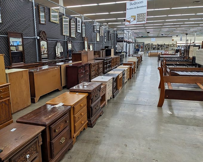 Bedroom furniture boulevard &ndash; where nightstands and dressers patiently wait to hold your unread books and semi-folded sweaters.