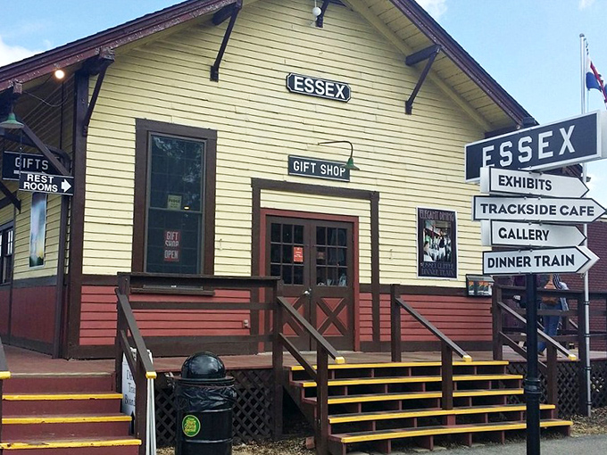 Essex Station's gift shop beckons with railroad memorabilia for those who appreciate transportation history and souvenirs.