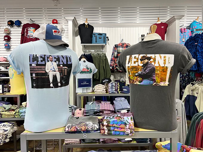 Country music legends immortalized on t-shirts, because nothing says "I appreciate your artistic legacy" like wearing someone's face on your chest.