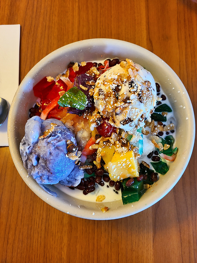 Behold the holy grail&mdash;halo-halo in all its glory. Those vibrant colors aren't just pretty; they're a promise of the flavor carnival that awaits your spoon.