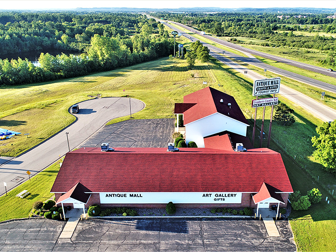 From this aerial view, you can appreciate the mall's strategic location&mdash;visible from the interstate yet surrounded by Wisconsin's verdant countryside, a perfect road trip destination.