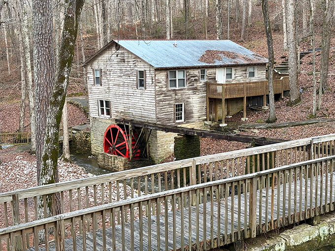 The historic mill with its iconic red wheel stands as a working monument to ingenuity&mdash;grinding grain and visitor expectations in equal measure.