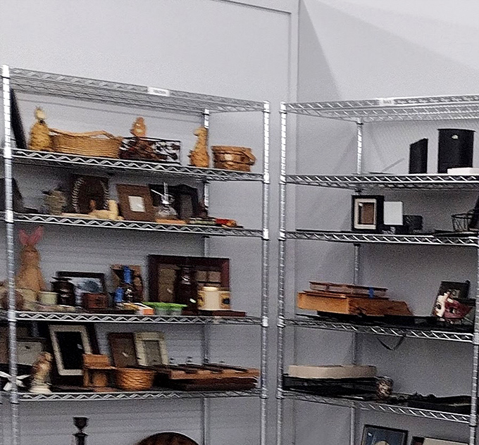 Wooden treasures and picture frames await new walls to adorn. That little decorative birdhouse hasn't housed any actual birds, but it might just nest perfectly on your bookshelf.