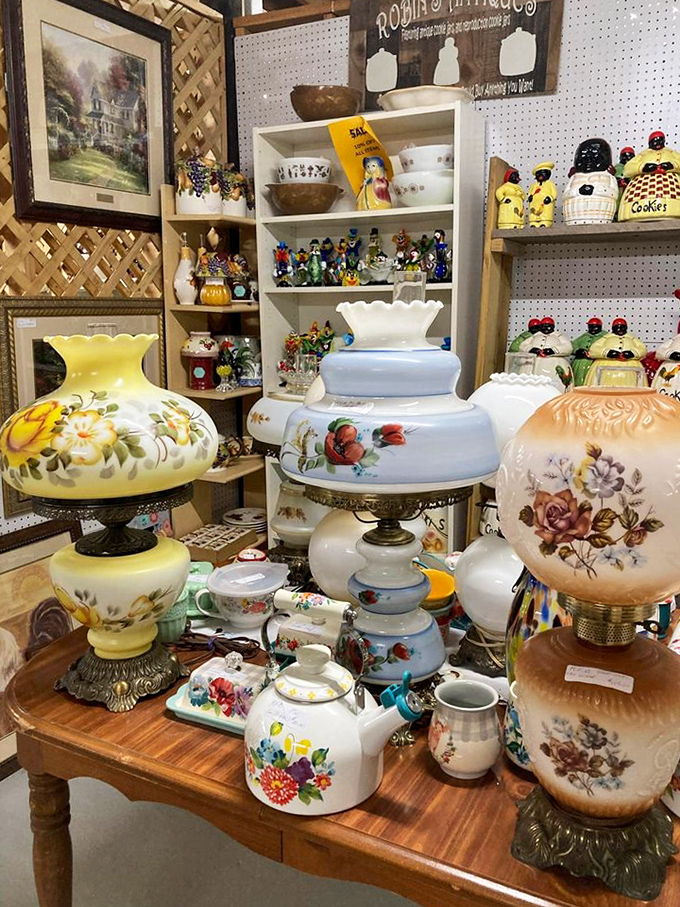 Vintage lamps with hand-painted globes illuminate more than rooms&mdash;they cast a warm glow on memories of simpler, more ornate times.